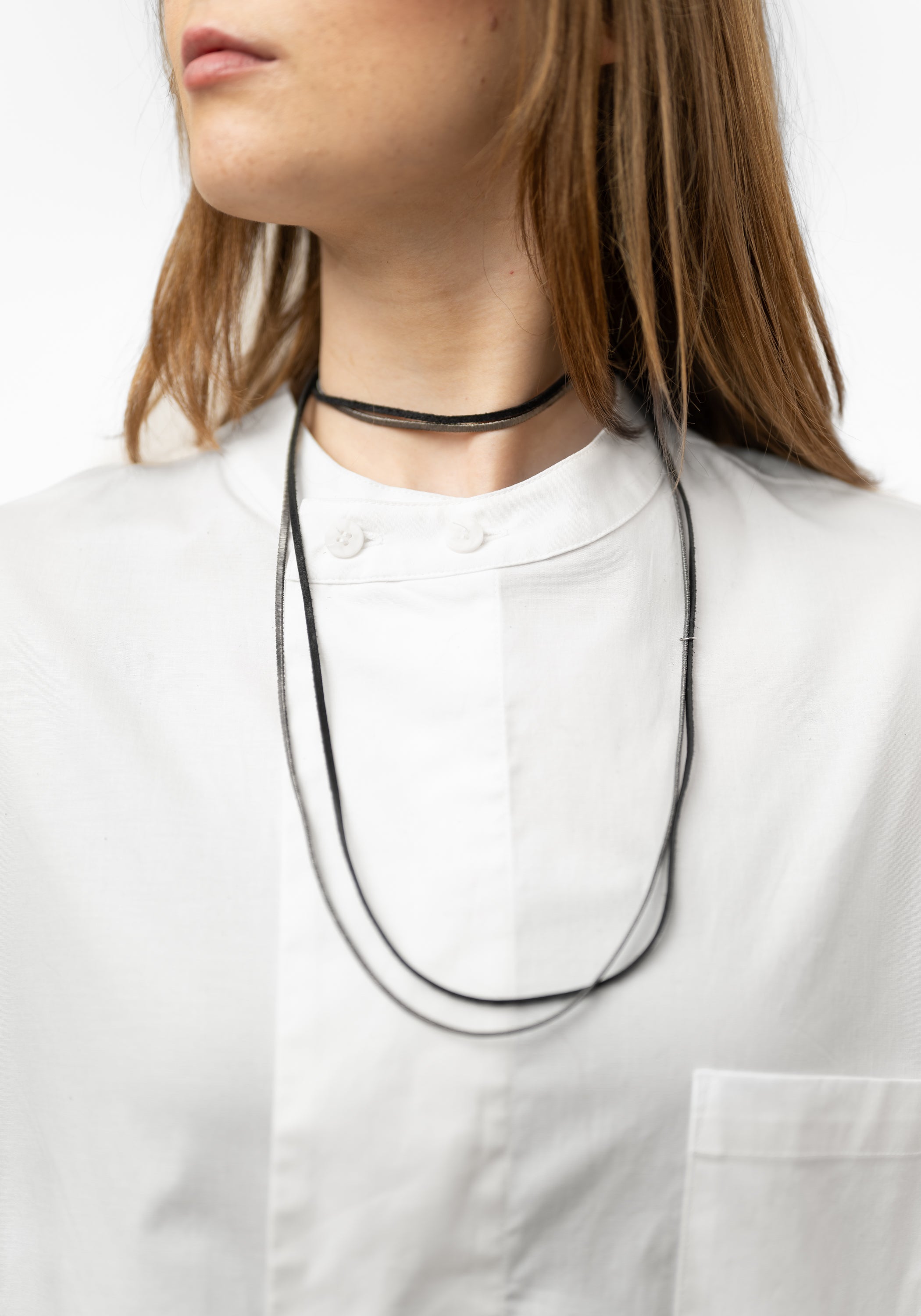 Sterling Tunnel Leather Layered Necklace | Goti – December Thieves